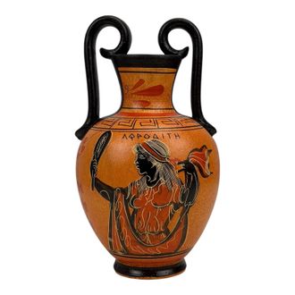 Generic Griechische schwarze Keramik-Vase, Topf mit T&ouml;pferei, G&ouml;ttin Aphrodite, 17 cm