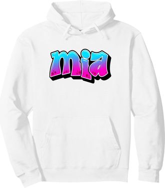 BDAZ Mia Graffiti Personalisierter Name Blau Rosa Frauen M&auml;dchen Pullover Hoodie