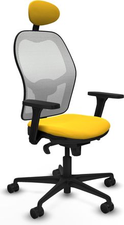 Piqueras y Crespo B&uuml;rostuhl mit R&uuml;ckenlehne und Gittergitter, 3D-Armlehnen, h&ouml;henverstellbare Lendenwirbelst&uuml;tze und festes Kopfteil, ausgestattet mit 5 Positionen, Wei