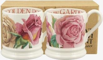 Emma Bridgewater Tassen Set, 2 St&uuml;ck, gro&szlig;e Tasse 1/2 Pint, Steingut Keramik Kaffeetasse - Steingut Tasse, Cappuccino, Latte, Kaffee - Sch&ouml;ne Tassen, Geburtstagsgesche