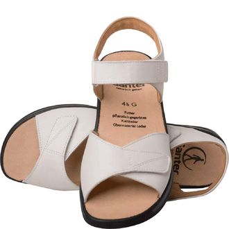 Ganter Damen Monica - G, sandaal met dubbele klittenbandsluiting Sandale, Milk, 42.5 EU