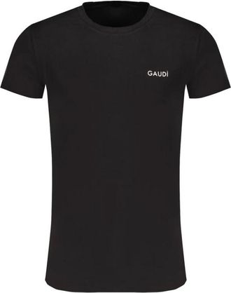 Gaud&igrave; Schwarzes Baumwoll-T-Shirt mit Druck-Logo - - Tops - Herren - Schwarzk - 2XL