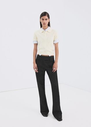 Mango Lochstrickpullover mit Polo-Kragen ecru - Damen - XXS - MANGO