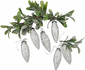 Loberon Anhänger 6er Set Fréderise, Mundgeblasen, Kunstvolle Zapfen-Form, Vintage-Eleganz, Christbaumschmuck, Weihnachtsdeko, Weihnachten, Glas, Eisen, antikw