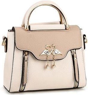 Nicole & Doris Sac &agrave; Main Femme Bandouli&egrave;re Sac Petite Capacit&eacute; a la Mode Sac Mignon Fille Sac Port&eacute;s Epaule PU Cuir Sac D&eacute;paule Sac Besace Beige et Kaki