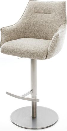 DELIFE Barstuhl Alja-Flex Webstoff Soft Beige Drehfu&szlig; h&ouml;henverstellbar Edelstahl Silberfarben Taschenfederkern, Barst&uuml;hle