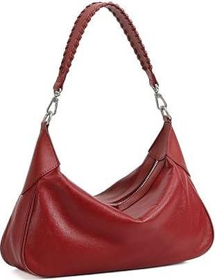Generic Sacs &agrave; bandouli&egrave;re en cuir v&eacute;ritable - Sac fourre-tout pour femme - Sac &agrave; main souple en forme de croissant - Travail quotidien, bordeaux, 11.81 x 6.6