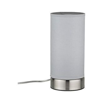 Paulmann 77058 Tischleuchte Pia max. 25 Watt Tischlampe Wei&szlig;, Eisen geb&uuml;rstet Wohnzimmerlampe Metall, Stoff Nachttischlampe E14 ohne Leuchtmittel