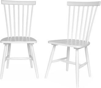 Sweeek Sweeek - Lot de 2 chaises blanches à barreaux en bois dhévéa. romie. l 50.8 x p 44.2 x h 90cm