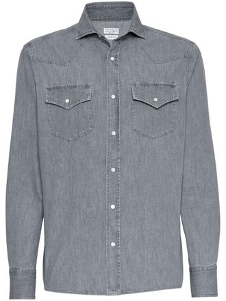 Brunello Cucinelli chemise dinspiration western en jean - Gris