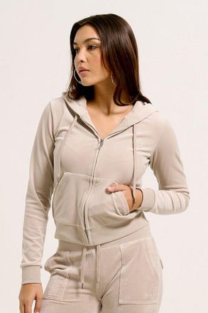 Juicy Couture Kapuzennickijacke ROBERTSON HOODIE.. Damen Trainingsjacke Damen, Sweatjacke mit Kapuze, Velour, mit Glitzer, Sale