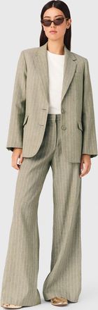 Maje Anzughose Aus Leinenmischung - Khaki - Maje