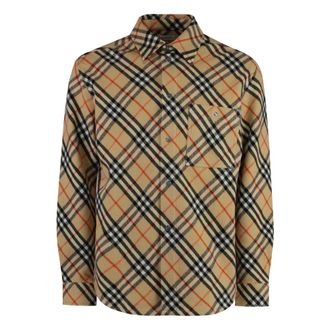 Burberry Wool Check Overshirt - - Jackets - Herren - Beige - L