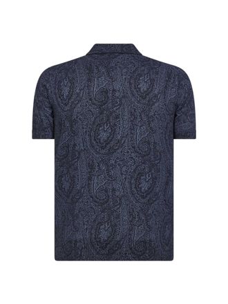 Etro Mens Polo Shirt Blue Paisley Pattern Cotton T-shirts And Polos