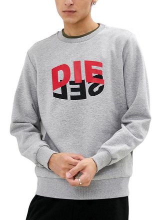 Diesel Sweatshirt Regular Fit Pullover - S-GIRK-N80 Grau Superweicher Herren Pullover