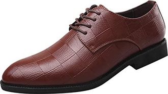Generic Chaussures habill&eacute;es en cuir pour homme Derbys classiques vintage verni &agrave; lacets Oxfords Bout pointu Chaussures plates antid&eacute;rapantes Chaussures basse