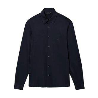 Emporio Armani Slim-Fit-Hemd aus Lyocell-Mischgewebe - - Shirts - Herren - Blau - M