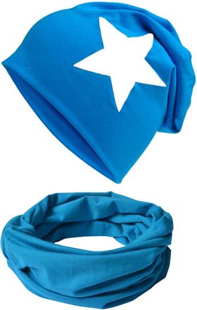 Miobo Beanie M&uuml;tze und Schlauchschal Set f&uuml;r Damen, Kinder und Baby, in vielen Farben, aus Baumwolle, Unisex Slouch