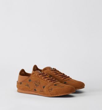 MCM Sneaker Federlite aus Nylon und Veloursleder COGNAC NYLON