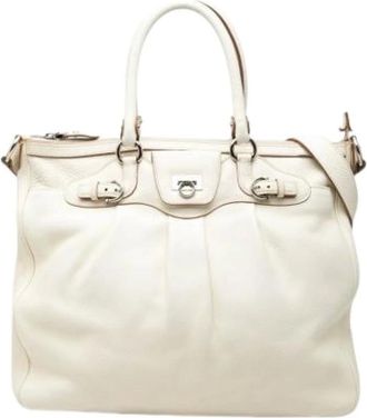 Ferragamo Sac &agrave; main en cuir doccasion - Femme - Pre-owned - Blanc - Taille: ONE Size