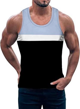Generic Gilet de sport ray&eacute; pour homme d&eacute;t&eacute; d&eacute;contract&eacute; &agrave; rayures - Haut de plage &eacute;l&eacute;gant sans manches - D&eacute;bardeur ample pour homme - D&eacute;bardeur solide pour ho