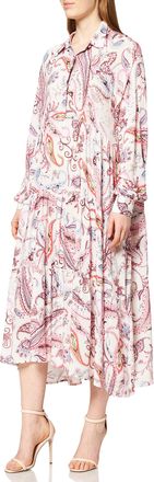 Replay Damen W9652 Kleid, 010 Cream/RED/PINK/Violet, L