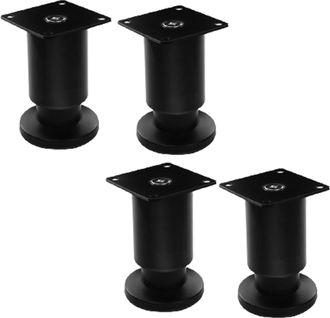 Generic 4 Stück Edelstahl-Möbelbeine, Metallschrankbeine, verstellbare Tischbeine, runde Sofabeine, Küchenfüße, Stützbeine, Couchbeine, mit Schrauben, schwarz