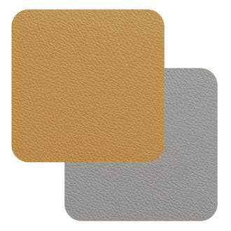 FreeForm Fleximats Untersetzer 4er Set, 10x10 cm, Senf/Grau, Elegante Schutzuntersetzer aus Kunstleder f&uuml;r Tische, Dekorative Tischuntersetzer f&uuml;r Gl&auml;ser & Tas