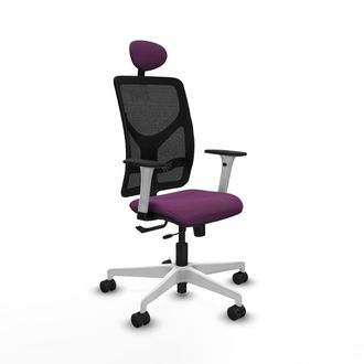 Piqueras y Crespo Schreibtischstuhl mit wei&szlig;en und schwarzen Armlehnen, h&ouml;henverstellbarer Lendenwirbelst&uuml;tze und festem Kopfteil, ausgestattet mit Syncro/Traslack. Sch