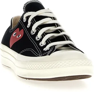 Comme Des Gar&ccedil;ons Heart-Print Canvas Sneakers - Black