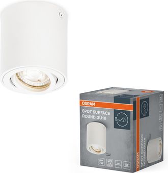 Osram Spot Surface Round Deckenaufbauspot,weiß, mit GU10 Sockel, kann mit einfacher oder smarter Lampe bestückt werden, flexibler Ausstrahlwinkel, Schutzkla