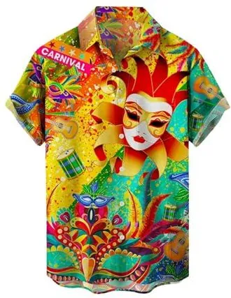 Generic Surchemise à manches longues pour homme 2025 cadeaux pour homme Carnaval Mode Chemise à manches courtes T-shirt blanc pour homme, Rouge, L