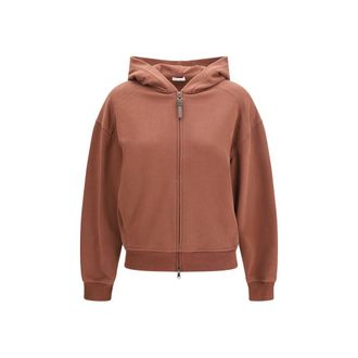 Brunello Cucinelli Smooth Cotton Hooded Hoodie - Brown
