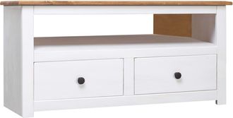 vidaXL Mobile Porta Tv Angolare Bianco 93x49x49cm In Pino Serie Panama - Vidaxl