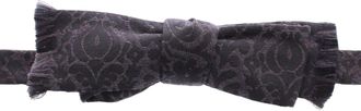 Dolce & Gabbana Mens Gray Black Wool Bow Tie Silk