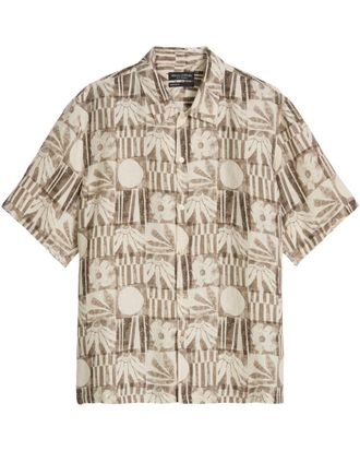 Marc O'Polo Kurzarmhemd aus Leinen mit floralem Print, Regular Fit in