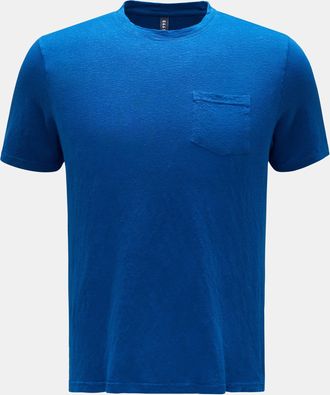 04651/ Herren - Leinen Rundhals-T-Shirt blau