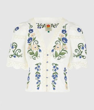 Farm Rio Blouse Countryside Land Embroidery