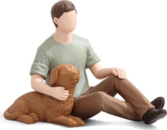 Carracci Mann mit Hund Figuren Statuen, Junge und Hund Freundschaft Gedenkgeschenke Geformte Handbemalte Figuren für Hundeliebhaber