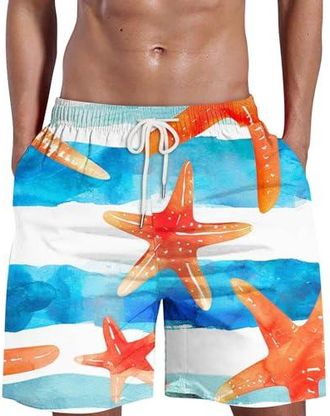 Generic Short de plage d&eacute;t&eacute; pour homme - Imprim&eacute; num&eacute;rique - Taille &eacute;lastique - D&eacute;contract&eacute; - Tendance - Respirant - Vacances, bleu, 6XL