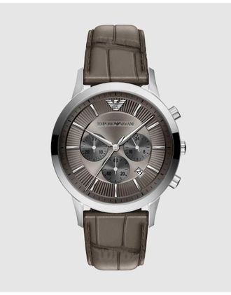 Emporio Armani Archetipo montre chronographe en cuir gris argent&eacute;