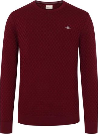 GANT Pullover mit Schachbrett-Struktur und O-Neck in