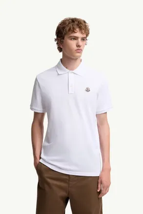 Moncler Mens Polo Manches Courtes Blanc White T-Shirts And Polos