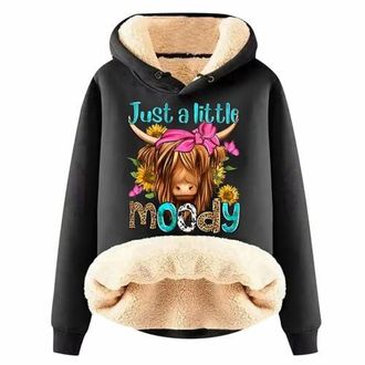 Generic 2026 Sweat à capuche et polaire pour femme Motif Bull Christmas, Noir, 3XL