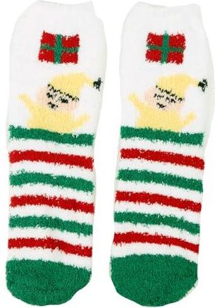 Generic Chaussettes de No&euml;l chaudes en velours corail demi-face, jaune, Taille unique