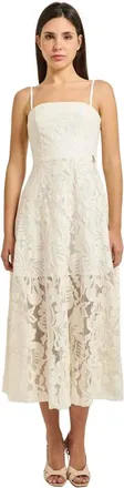 Relish Femme, Robes, Blanc, Taille: 44 FR Robe Longue &agrave; Bretelles et Ourlet Transparent