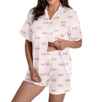 Generic Tenue deux pi&egrave;ces pour femmes 2026 Saint-Valentin pour femmes ensemble de shorts &agrave; manches courtes et col en V (5), rose, XXL