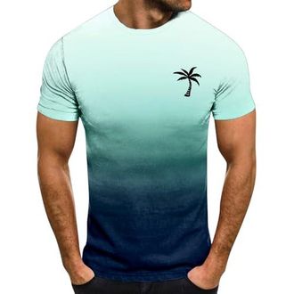 Generic T-shirt pour homme avec d&eacute;grad&eacute; de noix de coco pour homme, couleur unie, manches courtes, imprim&eacute;, vert, 3XL