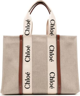 Chlo&eacute; Large Woody Cotton Tote Bag