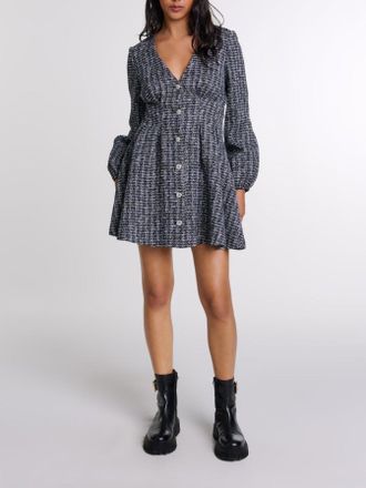 Maje Kurzes Tweedkleid - Schwarz / Wei&szlig; - Gr&ouml;&szlig;e 34 - Maje